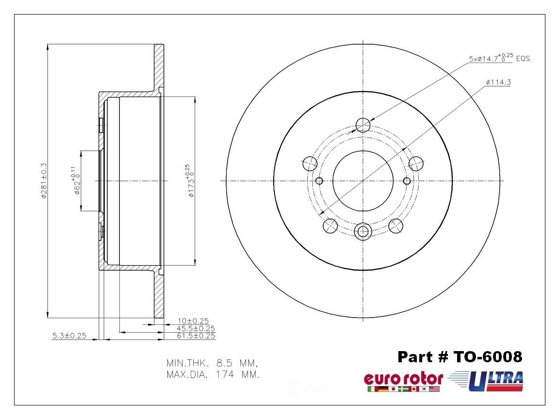 Disc Brake Rotor-* High Carbon Premium Eurorotor TO-6008 for sale online | eBay