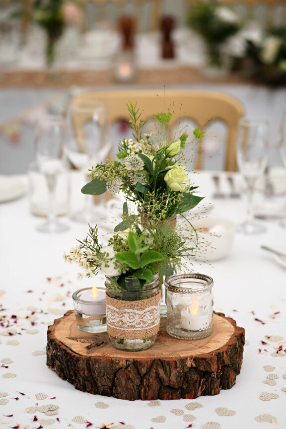 Rustic Log Table Centerpieces