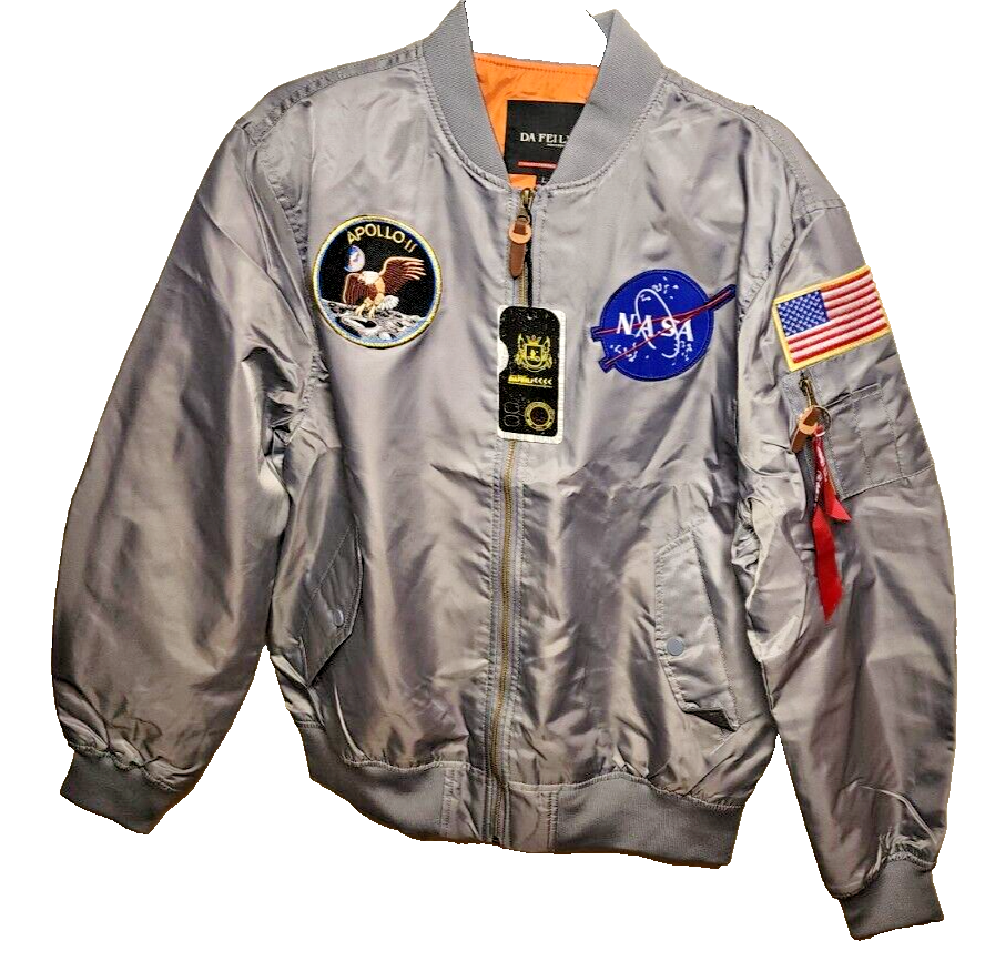 NWOT Da Fei Li GREY NASA LINED FULL ZIPPER FLIGHT JACKET L NWOT Da Fei Li GREY NASA LINED FULL ZIPPER FLIGHT JACKET L