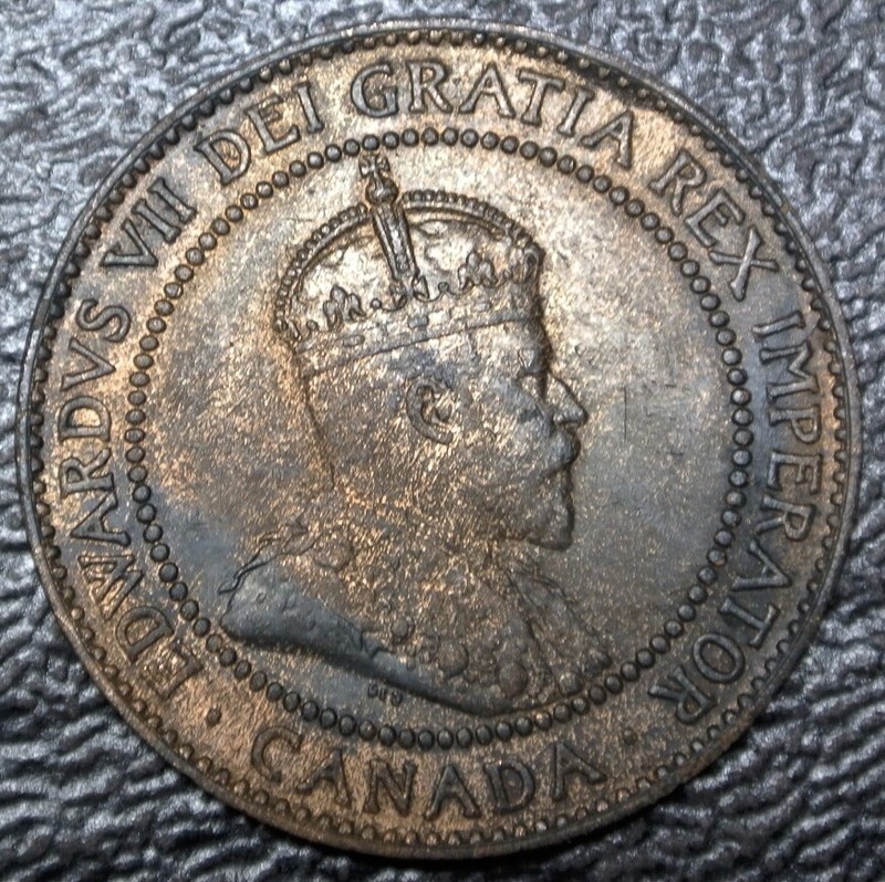OLD CANADIAN COIN 1909 ONE CENT LARGE CENT - BRONZE - Edward VII - Nice ...