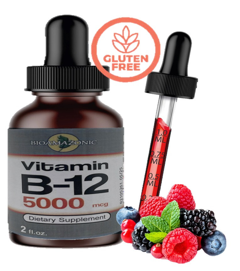 Vitamin B12, 5000 mcg, 3-in-1 Organic Liquid Vitamin B12, 118 Day Supp ...