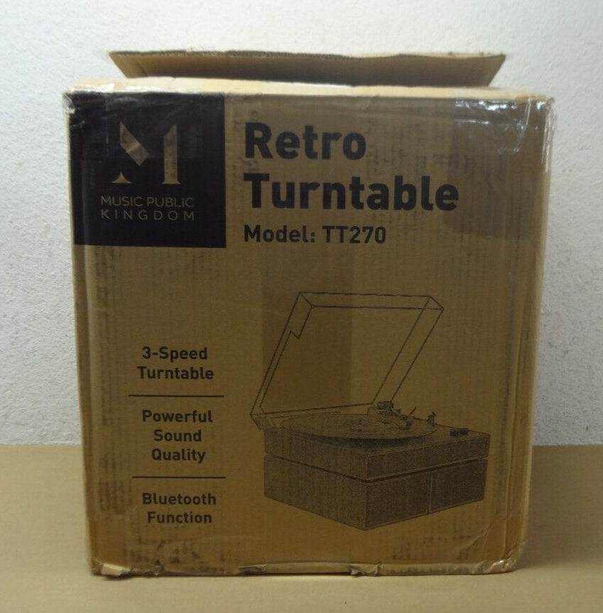 MPK Bluetooth Record Player, Turntable HiFi System w/Bookshelf