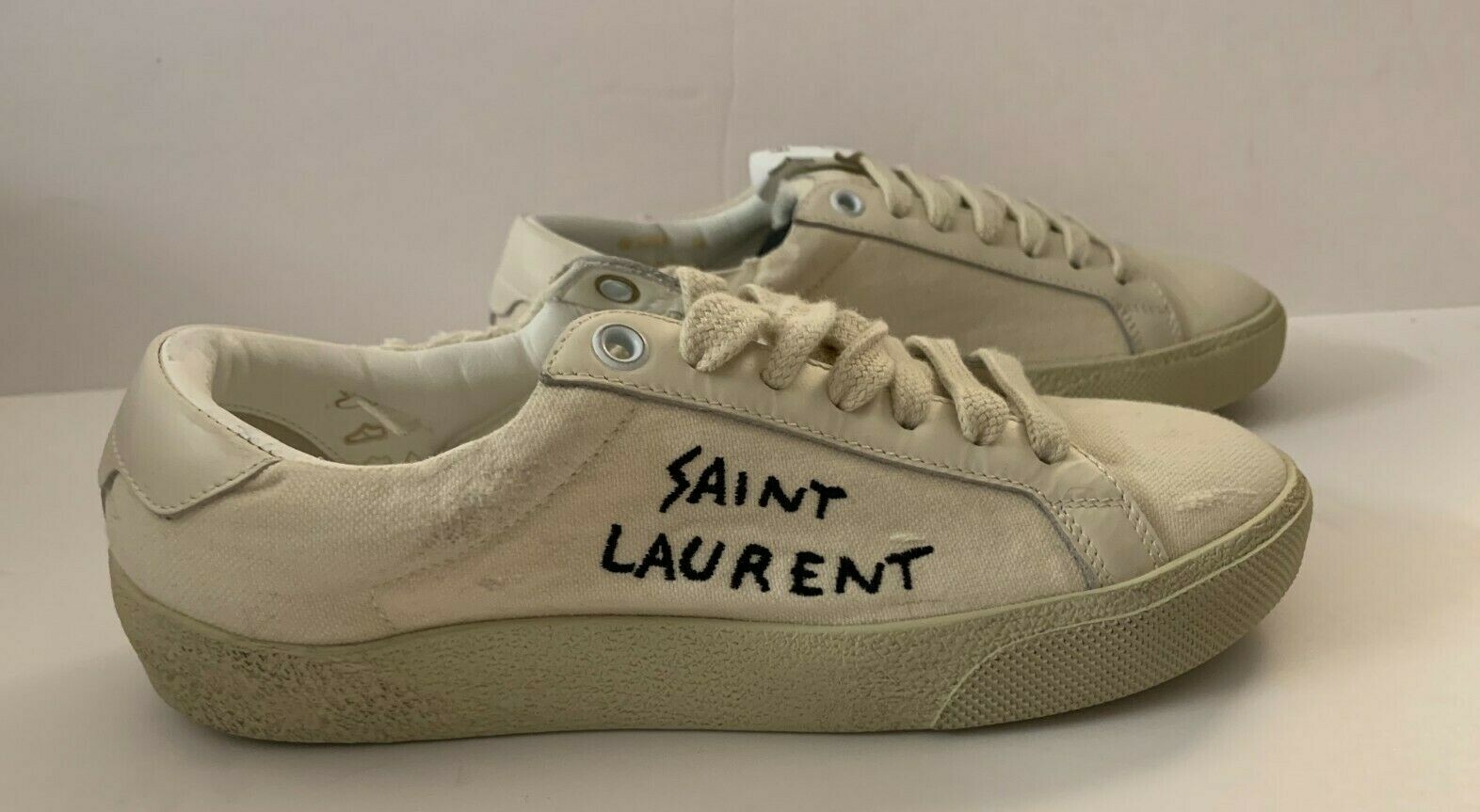 Saint Laurent Womens' Court Classic Distressed Canvas Saint Laurent Womens' Court Classic Distressed Canvas