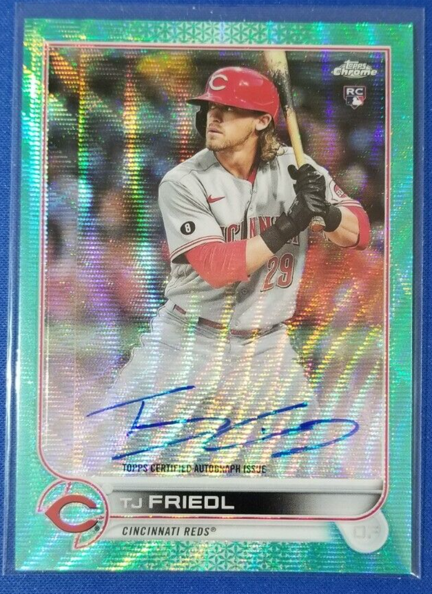 2022 Topps Chrome - Rookie Autographs Aqua Wave Refractor #RA-TF T.J. Friedl /199 (AU, RC) for ...