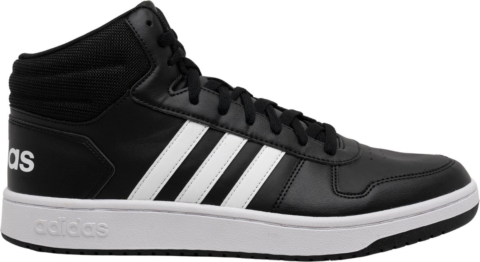 Size 9 - adidas Hoops 2.0 Mid Black White for sale online | eBay
