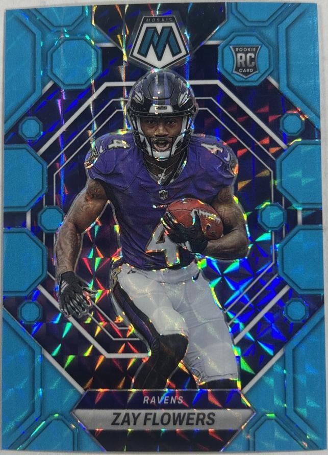 2023 Panini Mosaic - Rookies Zay Flowers #380 Blue Fluorescent Mosaic ...