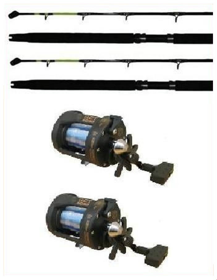 2 X ROLLER TIP BOAT RODS MULTIPLIER FISHING REELS +LINE | eBay