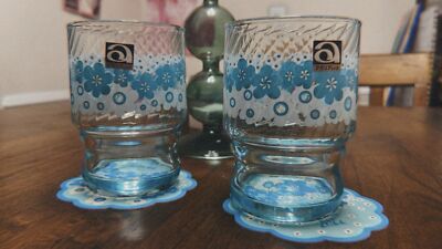 ADERIA Glassware Retro Hananowa Flower Ring Water Cup Pair 235ml S-6349 JAPAN | eBay
