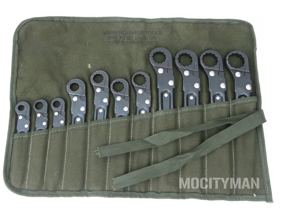 Military Imperial Stride Flare Nut Line Ratcheting Wrench Set Sae 11