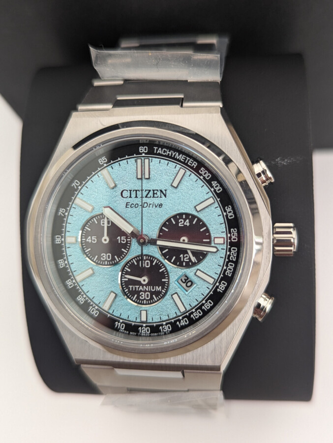 Pre-owned Citizen Super Titanium Sapphire Forza Chronograph Blue Dial ...