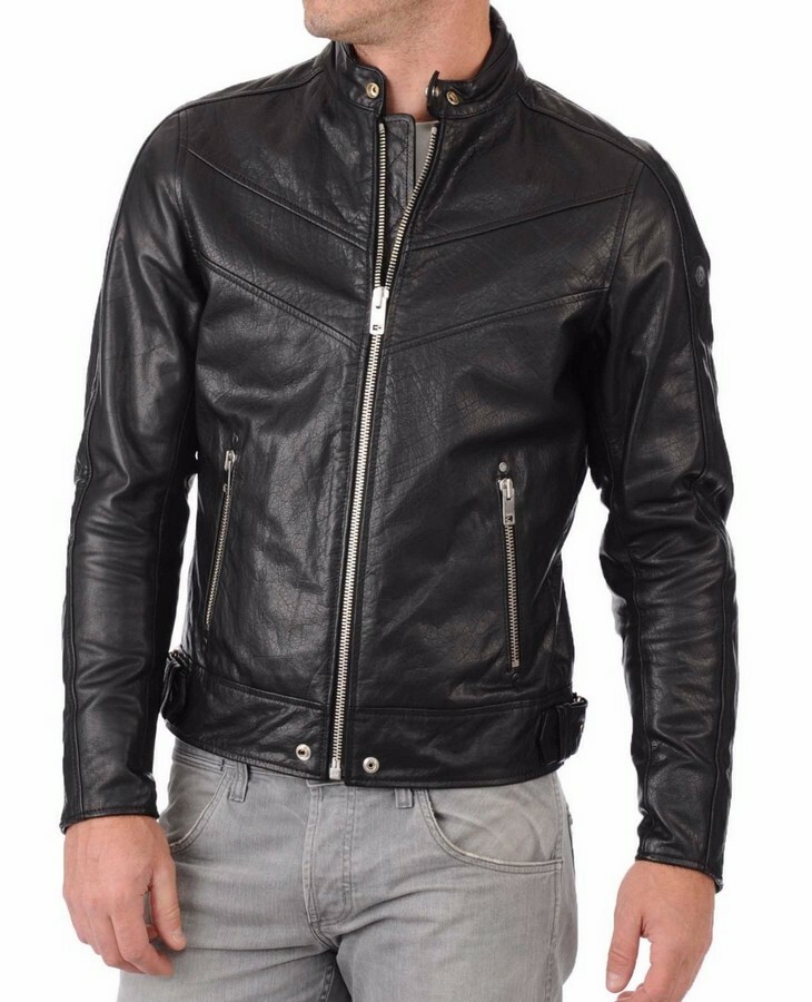 Pre-owned Handmade Men's Leather Jacket Motorcycle Slim Fit Biker Pure Genuine Lambskin Jacket ...