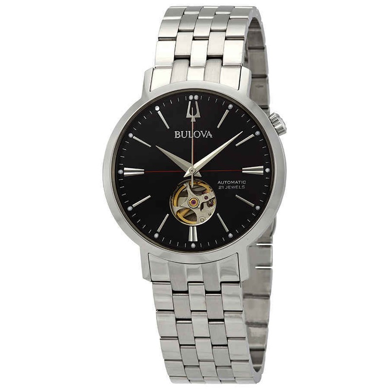 Bulova Classic Automatic Black Dial Stainless Steel Men Watch 96A199