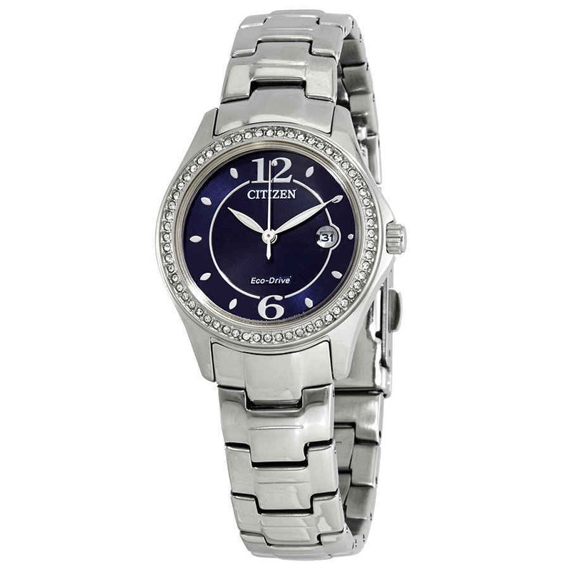 Citizen Silhouette Crystal Eco-Drive Blue Dial Stainless Steel Ladies Watch