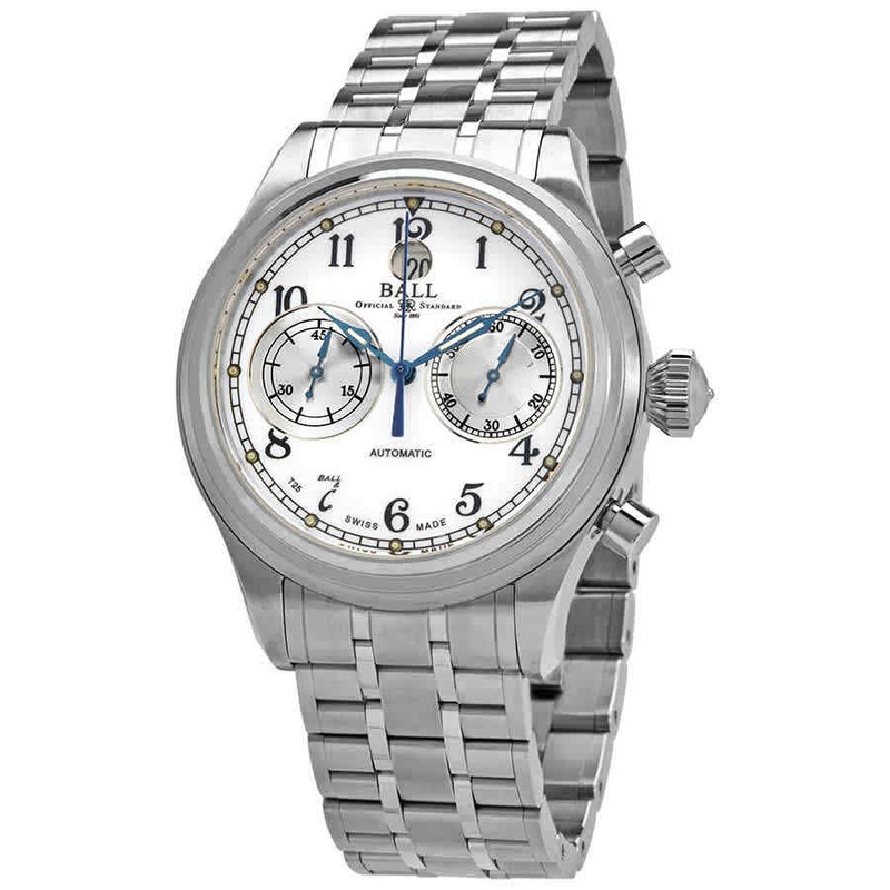 Ball Trainmaster Cannonball Chronograph Automatic White Dial Men Watch