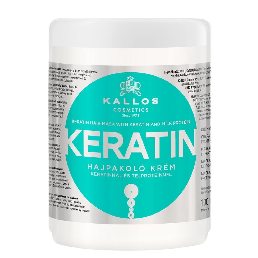 Kallos Keratin Hair Mask with Keratin and Milk Protein Dry Damaged Hair ...
