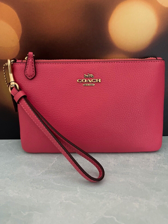 Coach Wristlet Small Wallet Pebbled Leather Watermelon 22952 Bag NEW eBay