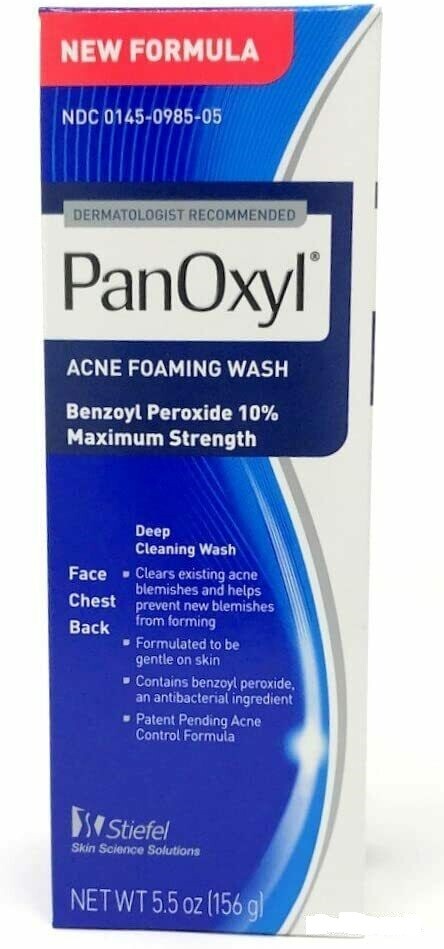 PanOxyl Benzoyl Peroxide 10% Foaming Acne Wash Skin Care - 156ml ...