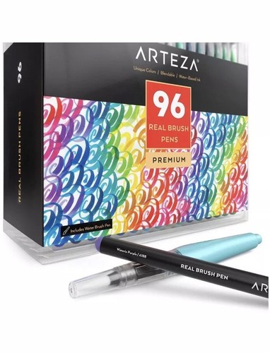 Arteza Real Brush Pens 96 Paint Markers with Flexible Brush Tip Professional