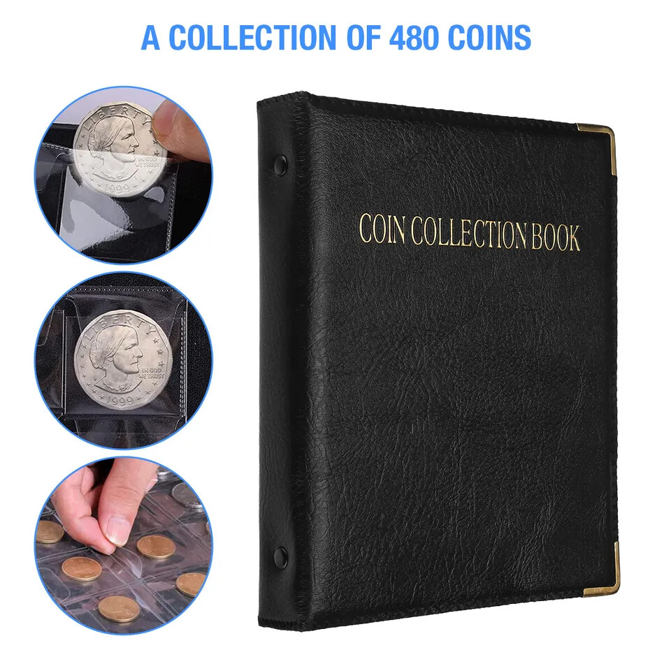 480 Pocket Coin Collection Album Collection Coin Books High-capacity ...