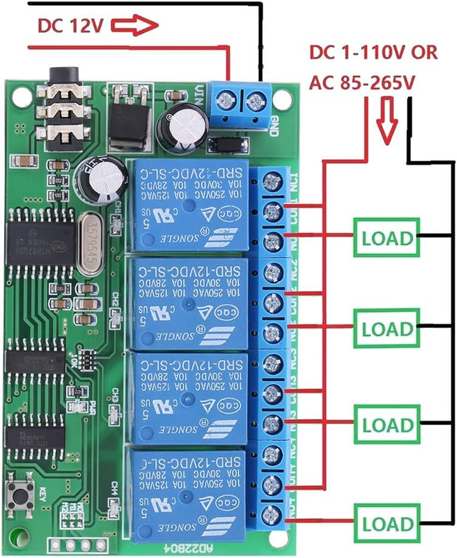 AD22B04 12V 4 Channel DTMF Tone Decoder Relay Phone Remote Control PLCのeBay公認海外通販｜セカイモン