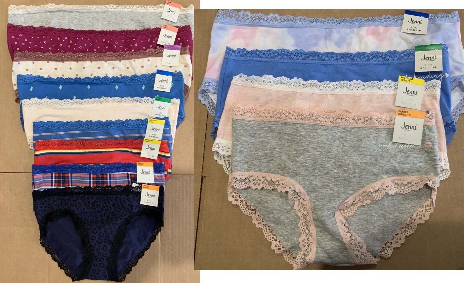 Jenni Women's Lace Trim Hipster Underwear S, M, L, XL, 2XL Jenni Women's Lace Trim Hipster Underwear S, M, L, XL, 2XL