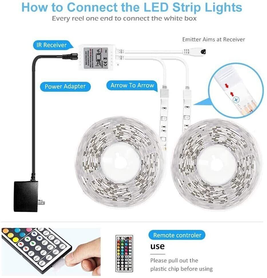 32ft LED Strip Lights Remote Control Bedroom for Indoor Use | Pricetronic