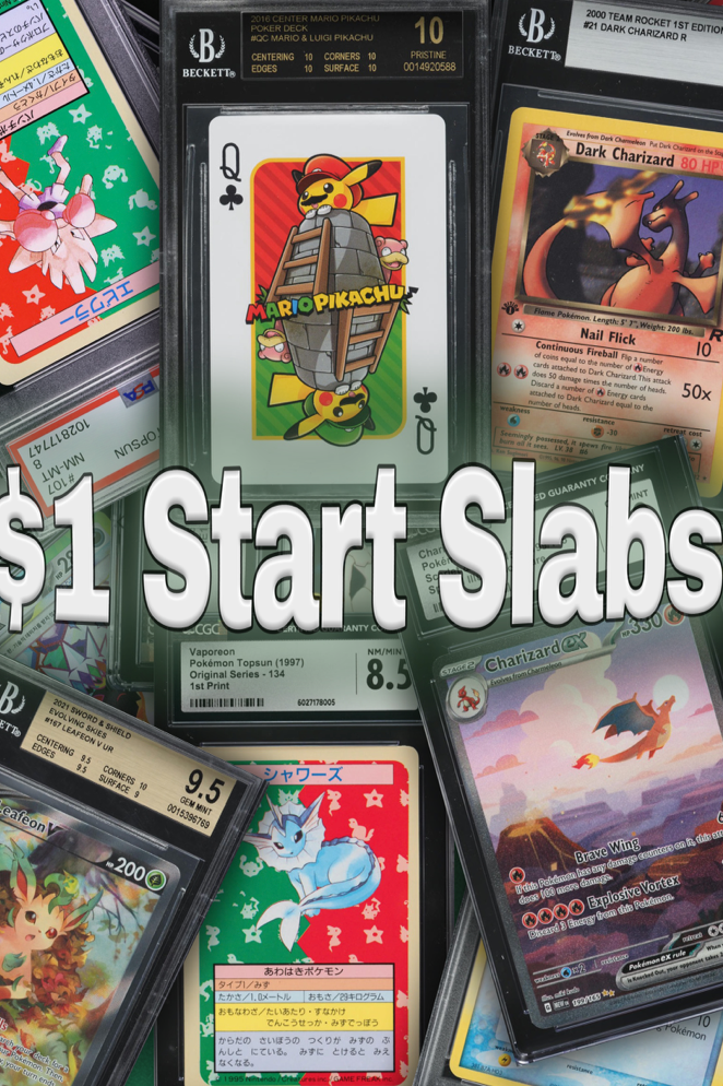 $1 START VINTAGE - MODERN POKEMON SLABS!! | eBay Live Video