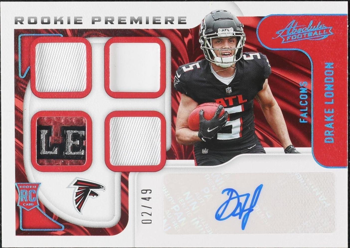 2022 Panini Absolute - Rookie Premiere Materials Autos Drake London ...