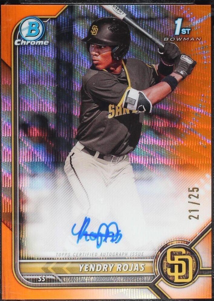 2022 Bowman Chrome - Prospect Autographs Yendry Rojas #CPA-YR Orange ...