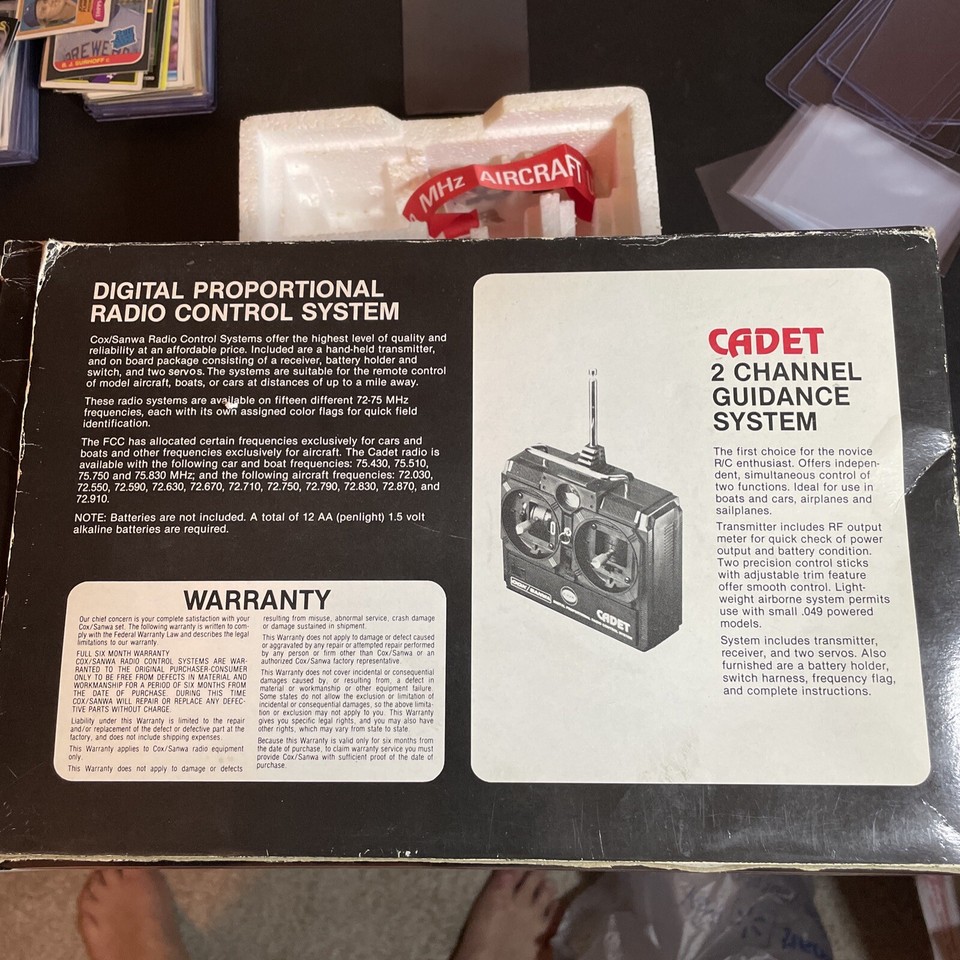 VTG COX SANWA CADET 2ch TRANSMITTER 72Mhz R/C MODEL AIRPLANE Channel 38 ...