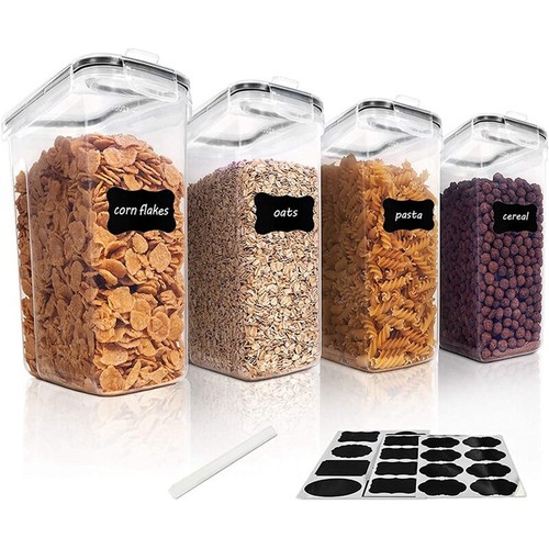 4Pcs Cereal Storage Container Set, PP Airtight Food Storage Containers ...