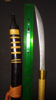 Antique Burmese Thai Dha Daab Dagger Asian Sword with Wave Markings and ...