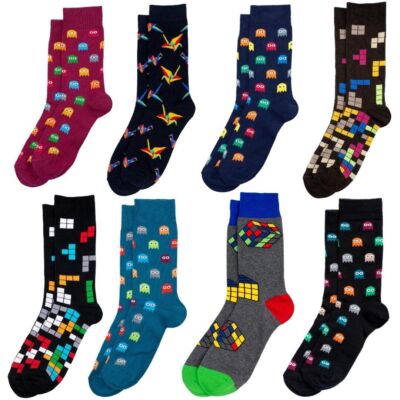 Cool Funky Happy Designer Cotton Mens socks - PacMan Ghost Tetris etc ...