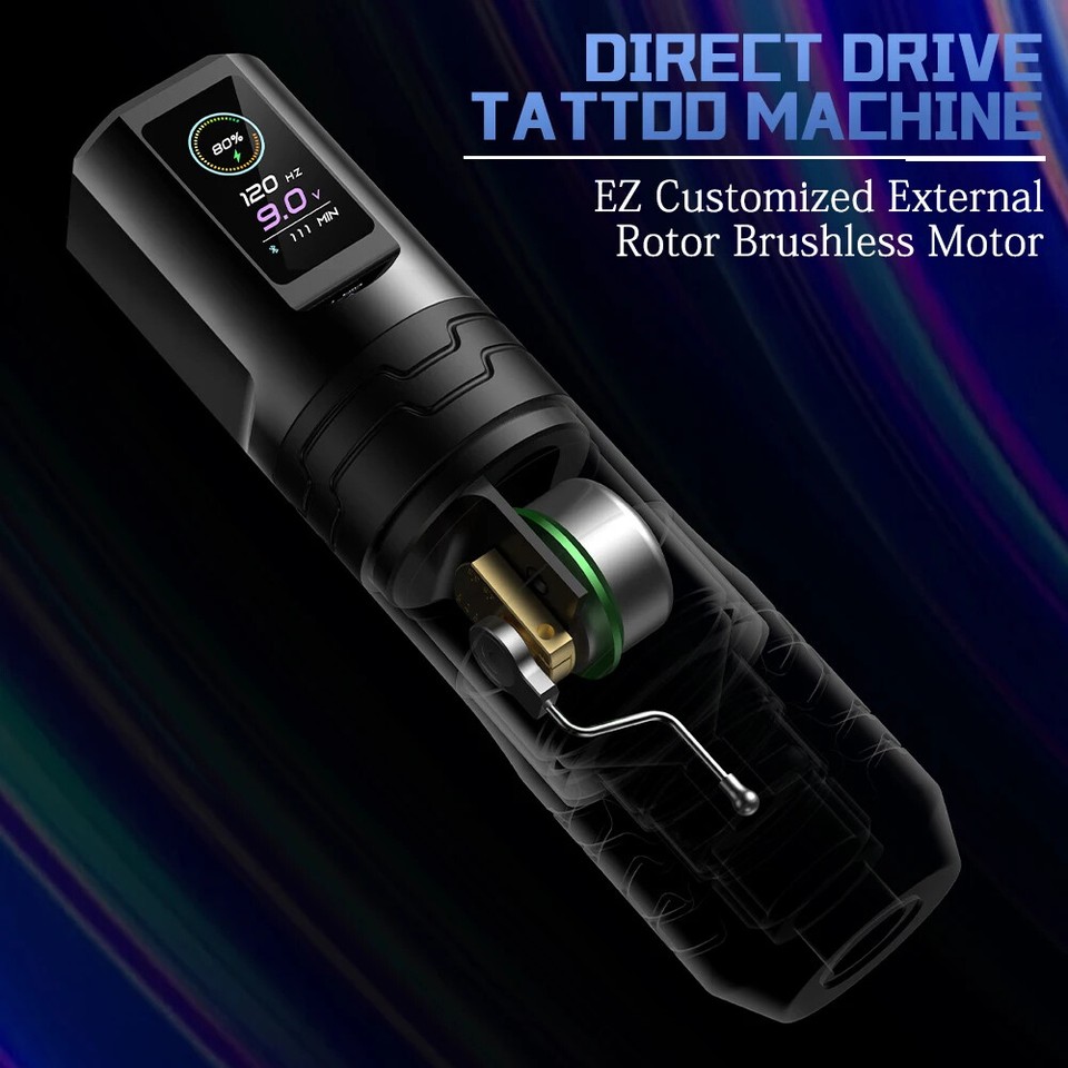 EZ P3 Pro Turbo Wireless Tattoo Gun Kit 5 Strokes 3.0-5.0mm 1600mAh ...