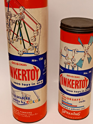 Vintage Spalding Tinker Toy Sets. No. 136 Junior Architect Set, No. 116 ...