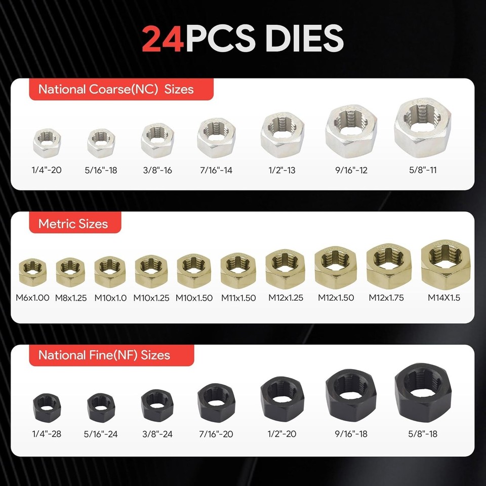 49PC Thread Repair Chaser Kit UNC UNF Metric Thread Restorer Tap and ...