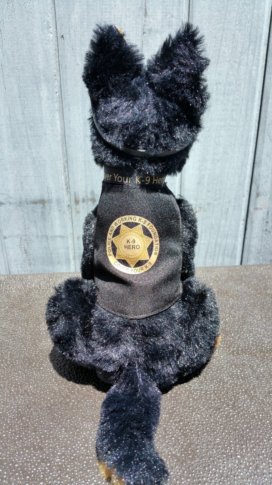 Black Tan German Shepherd Plush Police Dog w K9 Badge Mirrored Aviators ...