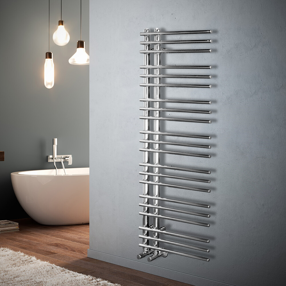 Modern White Chrome Bathroom Heated Warmer Designer Towel Rail Radiator