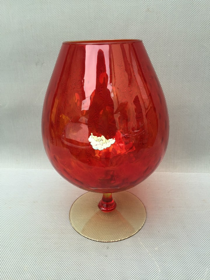 grand verre en verre rouge vase déco vintage french antique | eBay