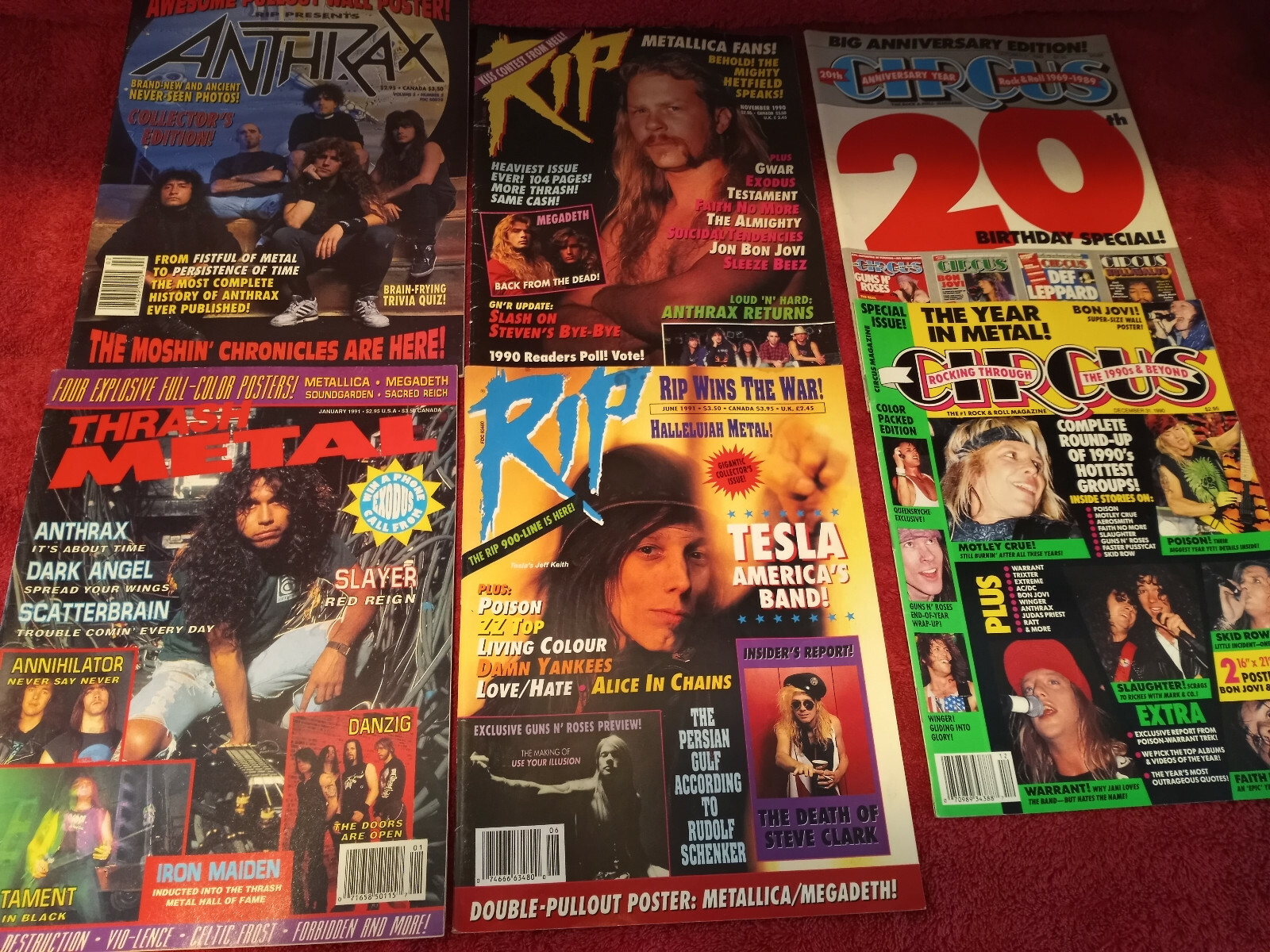 Rip Magazine Anthrax Circus Thrash Metal Magazines 6 total 1990's | eBay