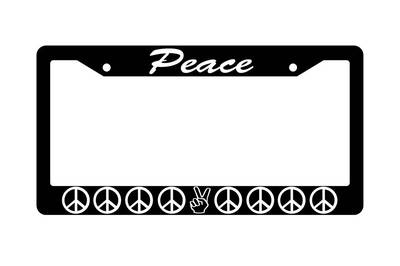 Black License Plate Frame PEACE w/FINGERS Auto Accessory | eBay