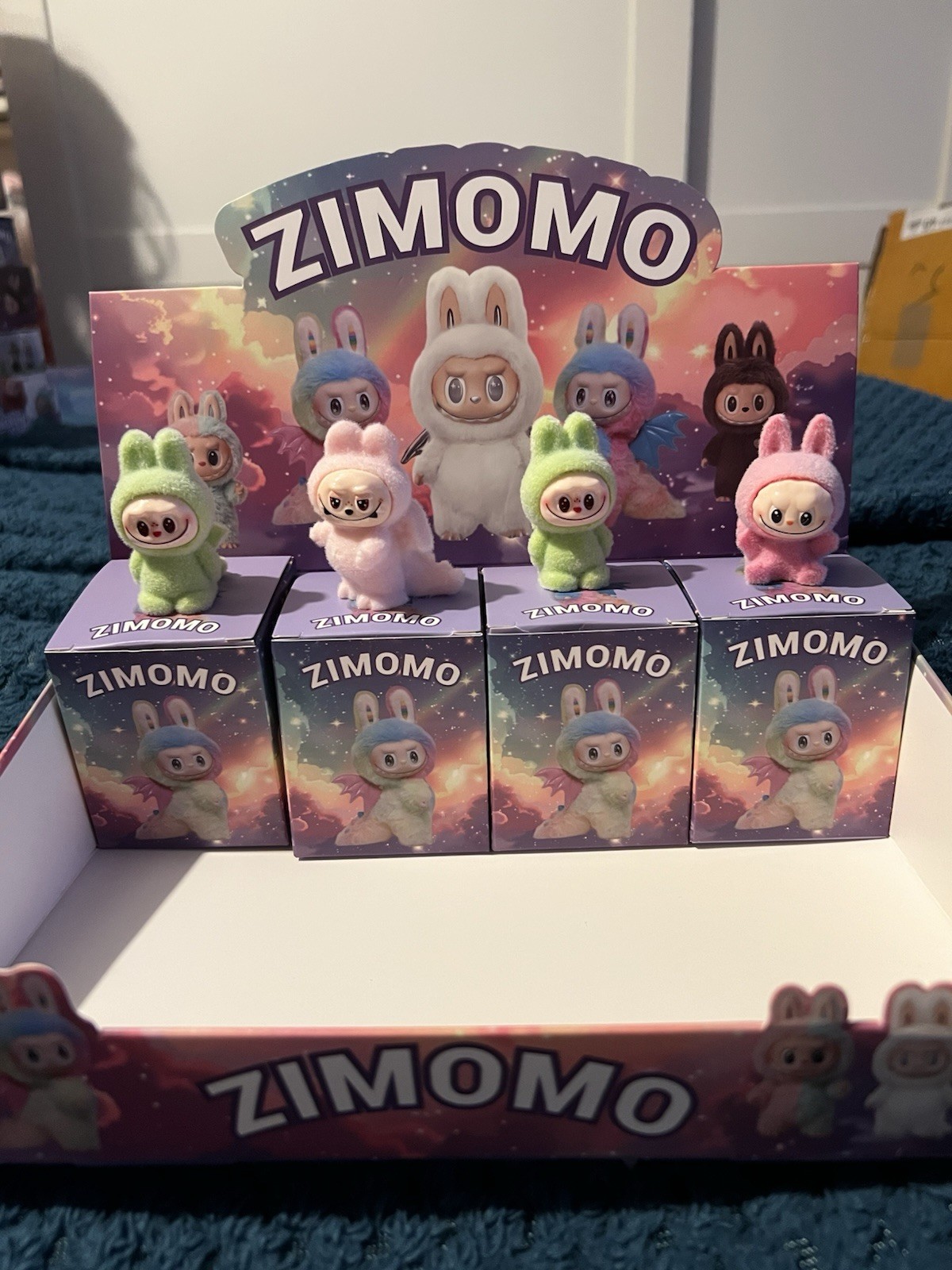 Labubu Zimomo Mini Fuzzy Flocked Figures Blind Box X 4 | eBay UK