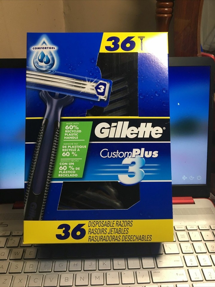 Gillette Custom Plus3 Disposable Razors Blades, 36-count COMFORT GEL ...