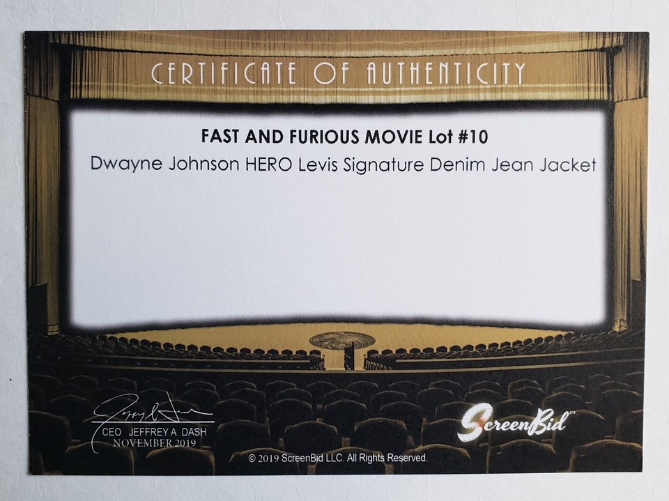 Dwayne Johnson Screen Worn Hero Levis Denim Jacket Hobbs & Shaw COA | eBay