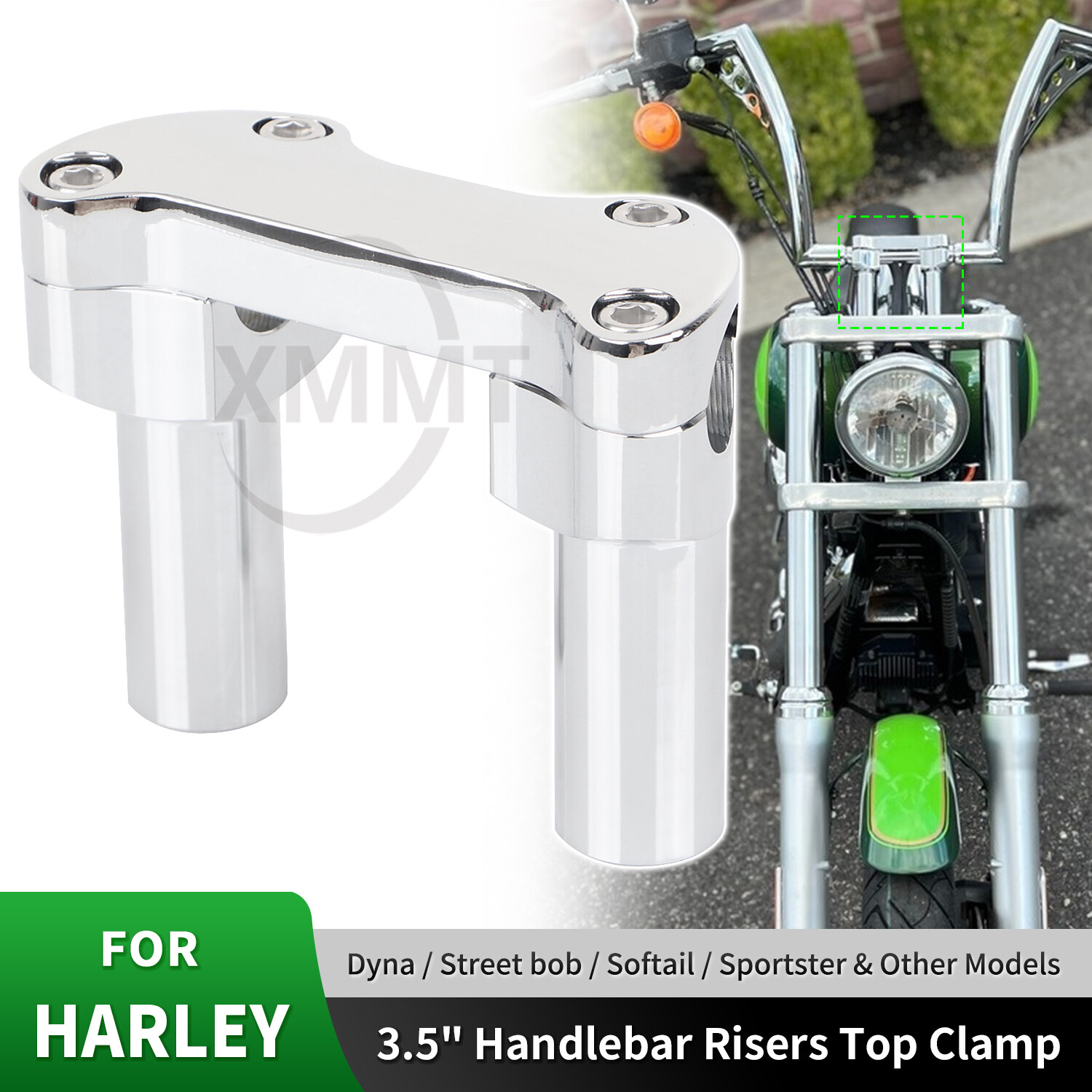 3.5" Straight Handlebar Risers W/ Top Clamp For Harley Sportster 1200 ...