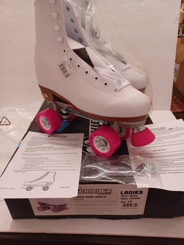 Women's Chicago Rink Roller Skates - White/Pink Wheels Size 10 CRS400 ...