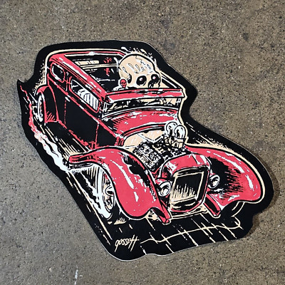 Model A Hot Rod Sedan STICKER Flathead Ford 32 grill skull decal vtg ...