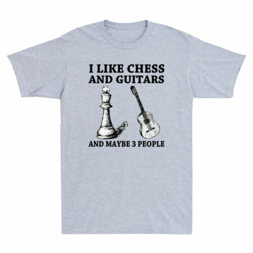 I Like Chess And Guitar And Maybe 3 People Vintage Men's T Shirt Sport ...