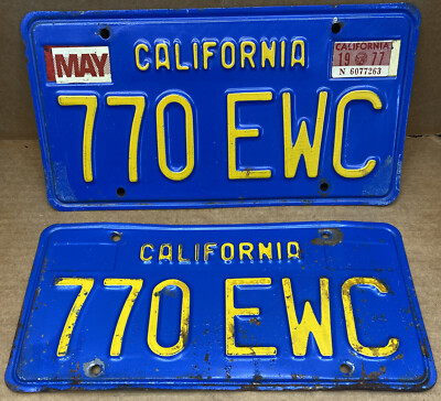 RARE 1970s & 80s "DMV CLEAR"( CALIFORNIA ) 770 EWC LICENSE PLATE ...