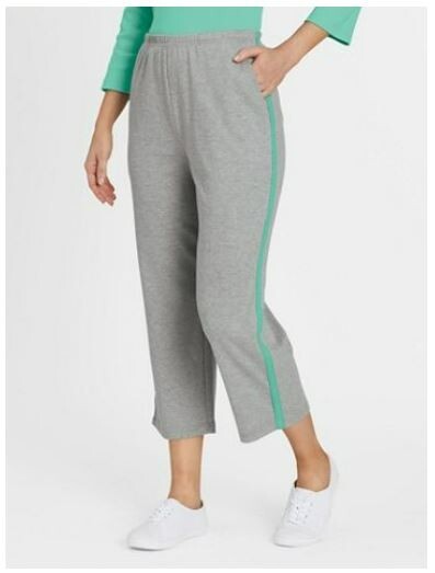 Fresh Knit Sport Capris, Heather Gray /Spearmint Stripe, PXL - PXXL ...